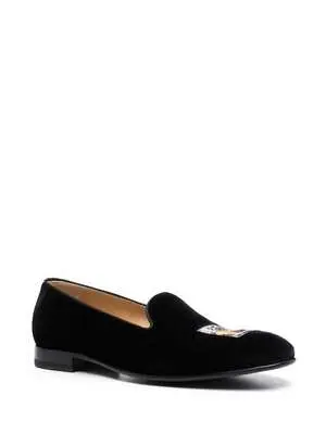 SCAROSSO Tom Embroidered Velvet Slippers