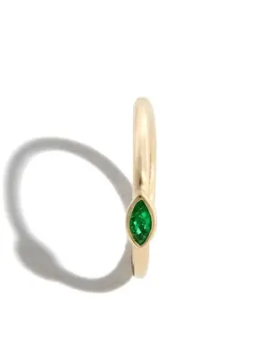 Jacquie Aiche 14kt Yellow Marquise Emerald Single Hoop Earring - Gold