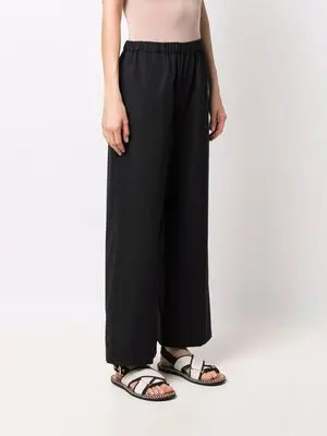 Aspesi Poplin Wide-leg Trousers - Black