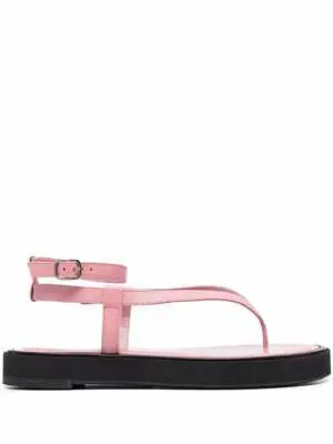 By Far Grained-leather Thong Sandals - Pink