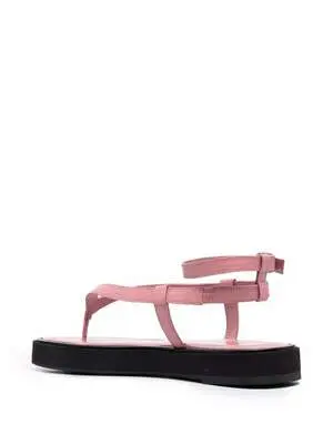 By Far Grained-leather Thong Sandals - Pink