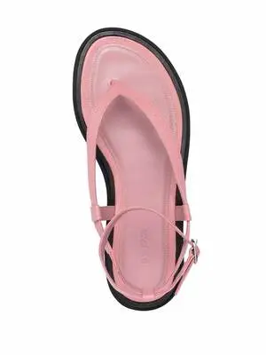 By Far Grained-leather Thong Sandals - Pink