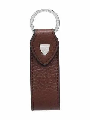 ASPINAL OF LONDON Pebbled-effect Loop Keyring - Brown