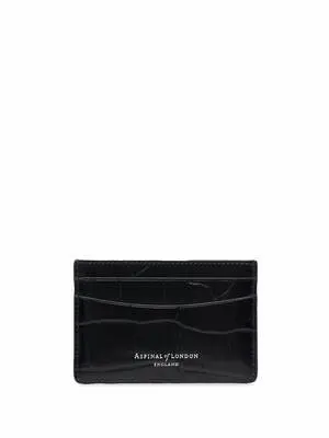 ASPINAL OF LONDON Croc-effect Card Holder - Black
