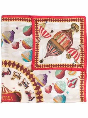 ASPINAL OF LONDON Air Balloon Silk Scarf - Red