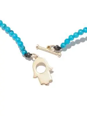 Luis Morais 14kt Yellow Hamsa Turquoise Necklace