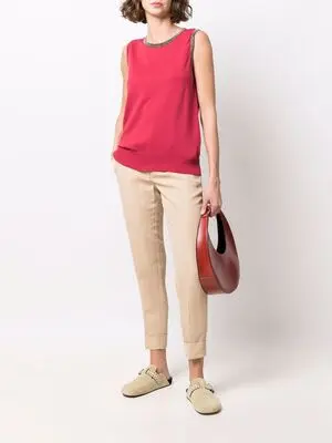 Fabiana Filippi Embellished Fine-knit Tank Top