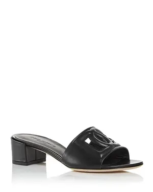 Dolce & Gabbana Block Heel Slide Sandals - Black
