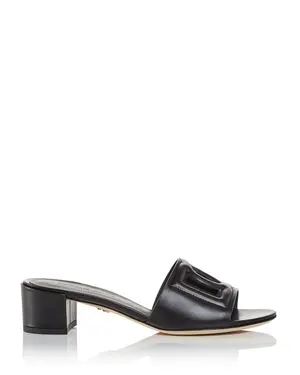 Dolce & Gabbana Block Heel Slide Sandals - Black