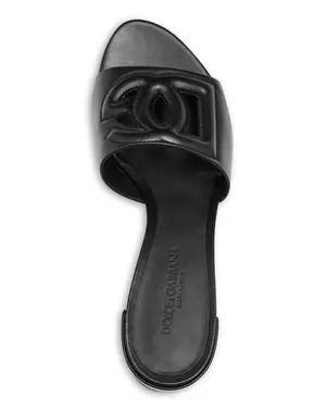 Dolce & Gabbana Block Heel Slide Sandals - Black