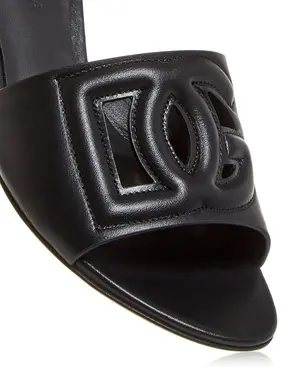 Dolce & Gabbana Block Heel Slide Sandals - Black