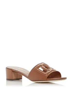 Dolce & Gabbana Block Heel Slide Sandals - Light Brown