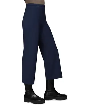 Whistles Camilla Cropped Wide Leg Pants - Navy