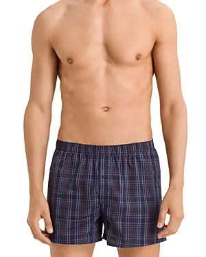Hanro Fancy Woven Boxers Fine Bluis