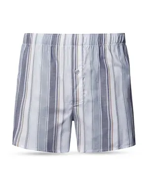 Hanro Fancy Woven Boxers - Smokey Blue Stripe