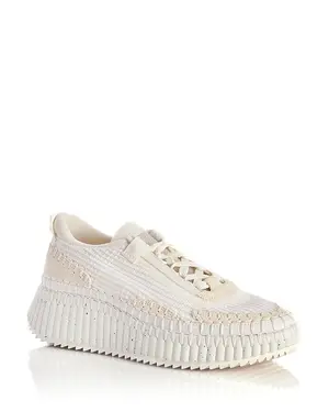 Chloé Nama Woven Platform Sneakers - White