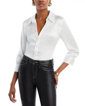 L'Agence Dani Silk Charmeuse Blouse - Ivory