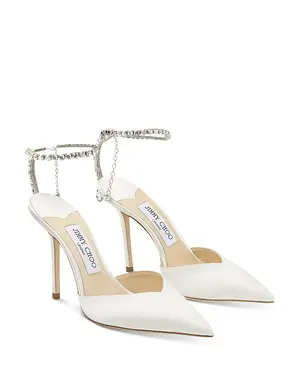 JIMMY CHOO Saeda 100 Embellished Pumps - Ivory/crystal