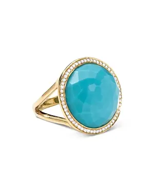 Ippolita Ippolita 18K Yellow Gold Lollipop Turquoise & Diamond Statement Ring Turquoise/gold