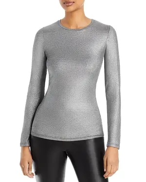 Majestic Filatures Metallic Fitted Top - Anthracite Chine