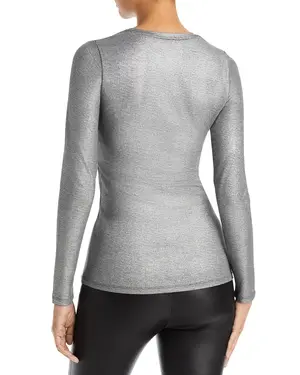 Majestic Filatures Metallic Fitted Top - Anthracite Chine