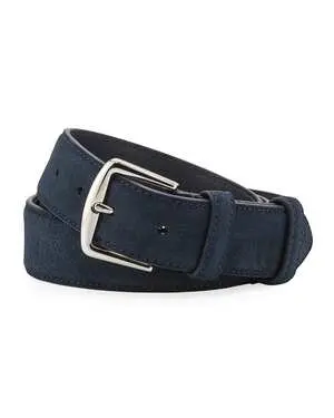 Loro Piana Alsavel Suede Belt - Navy