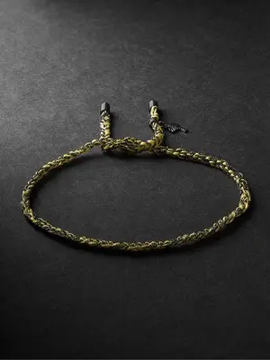 Carolina Bucci Lucky Travel Blackened Gold And Silk Bracelet - Yellow