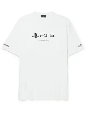 Balenciaga Playstation Printed Cotton-jersey T-shirt