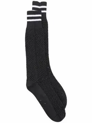 Brunello Cucinelli Striped Edge Mesh Socks - Grey