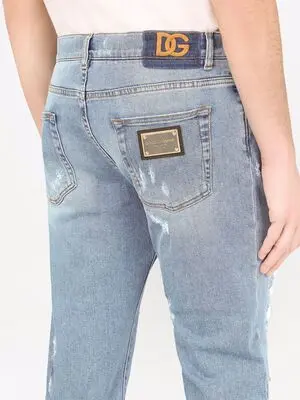 Dolce & Gabbana Distressed Straight-leg Jeans