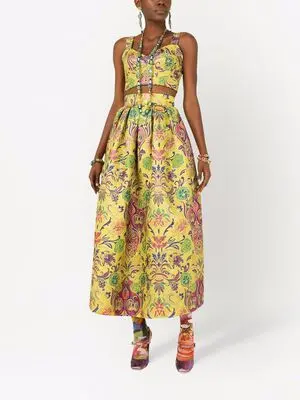Dolce & Gabbana Paisley-print Silk Crop Top
