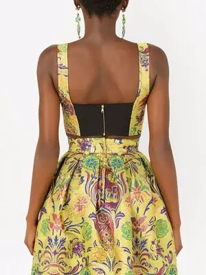 Dolce & Gabbana Paisley-print Silk Crop Top