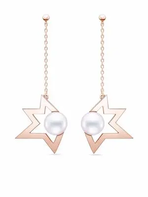 TASAKI 18kt Rose Gold Comet Plus Pearl Drop Earrings - Pink