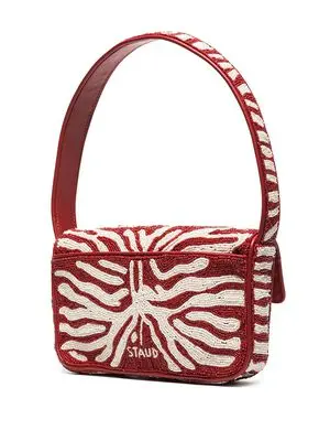 Staud Tommy Bead-embellished Shoulder Bag - Red