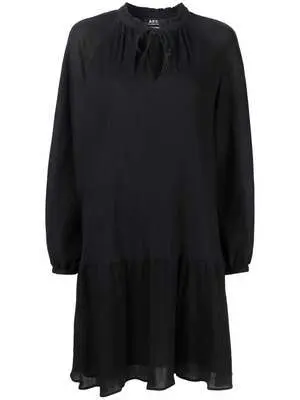 A.p.c. Gathered Tie-fastening Short Dress