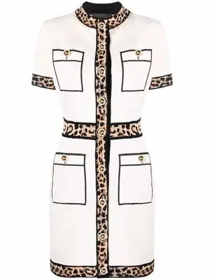 Philipp Plein Leopard Trim Mini Dress - Neutrals