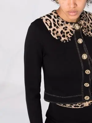 Philipp Plein Leopard Print Collar Cardigan