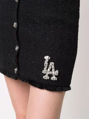 Philipp Plein Crystal Skull Tweed Skirt