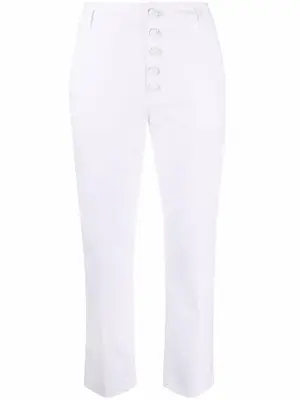 DONDUP Button-down Straight-leg Trousers - White