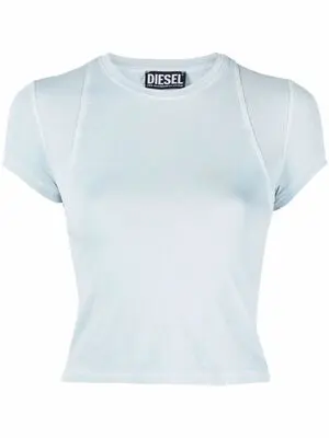 DIESEL® Cropped Fine-ribbed T-shirt