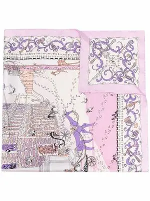 FERRAGAMO Palazzo Graphic-print Silk Scarf - Pink