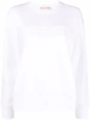 Valentino Garavani Embroidered Logo Cotton Sweatshirt - White