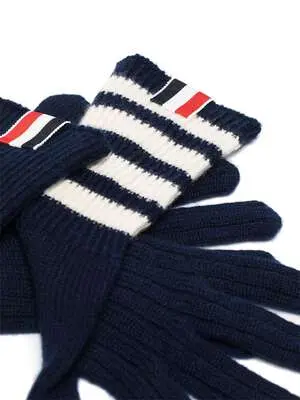 Thom Browne 4-bar Cashmere Gloves - Blue