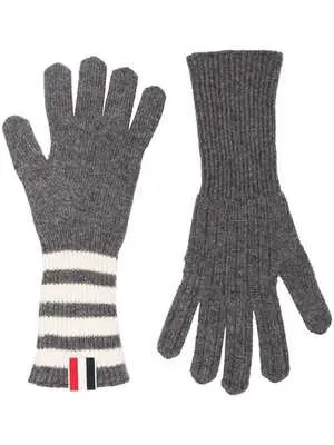 Thom Browne 4-bar Cashmere Gloves - Grey