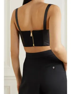 Versace Icons Embellished Jersey-panel Leather Bustier Top
