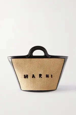 Marni Tropicalia Small Raffia And Leather Tote - Neutrals