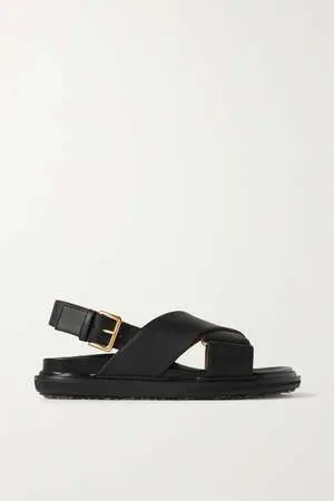 Marni Black Fussbett Leather Slingback Sandals