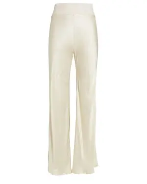 Enza Costa Satin Wide-leg Trousers - White