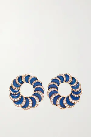 DAVID MORRIS Fortuna 18-karat Rose Agate And Diamond Earrings