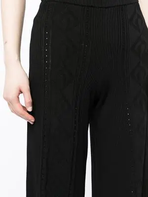 MARINE SERRE Crescent Moon Knit Wide-leg Trousers